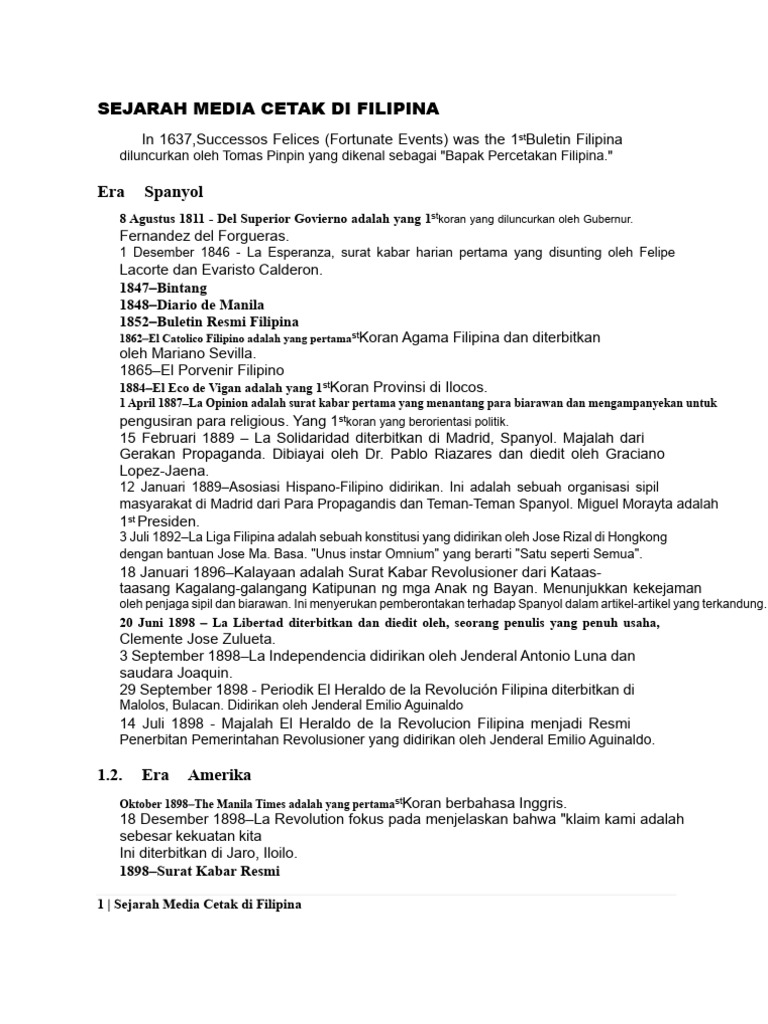 Sejarah Media Cetak Di Filipina | PDF