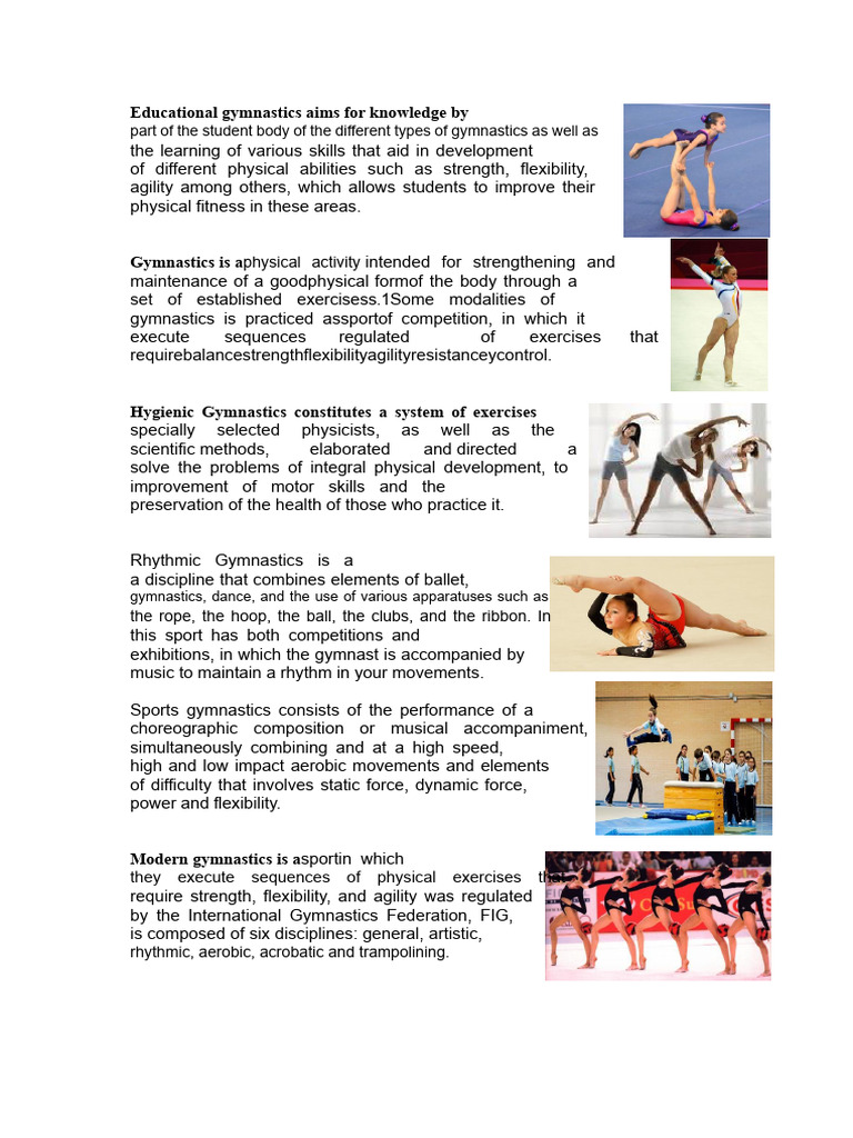 Types of Gymnastics | PDF | Gymnastics | Physical Exercise