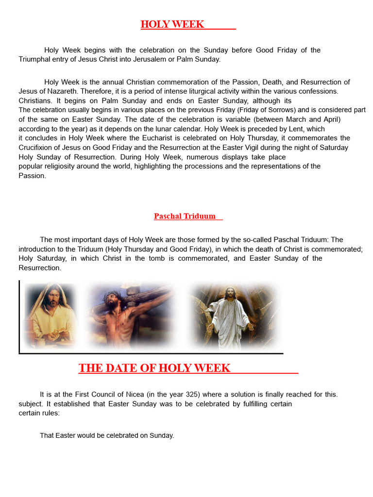 Holy Week | PDF | Easter | Catholic Church