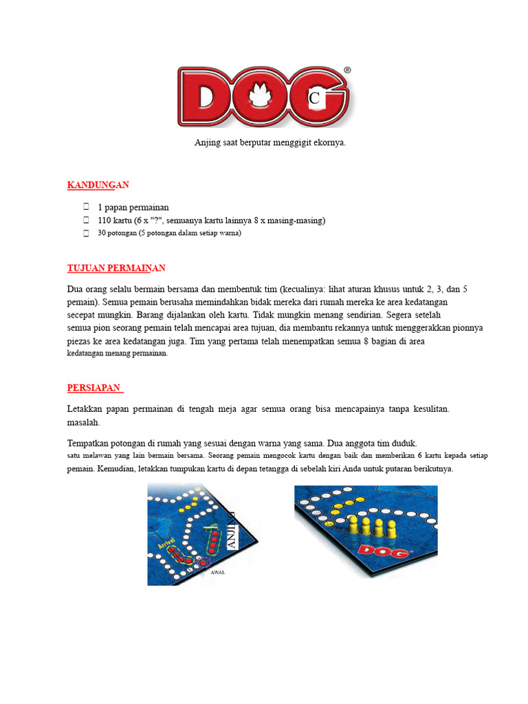 DOG Permainan Papan - Aturan Dalam Bahasa Spanish | PDF