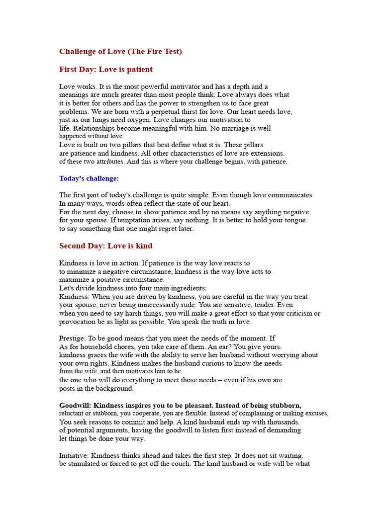 Challenge of Love (40 Days of Challenge) | PDF | Love | Marriage