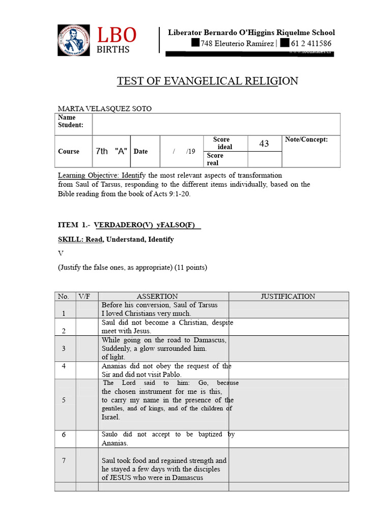 Evangelical Religion Test: Saul's Transformation | PDF | Paul The ...