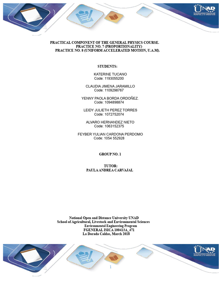Practice No. 7 (Proportionality) | PDF | Measurement | Acceleration