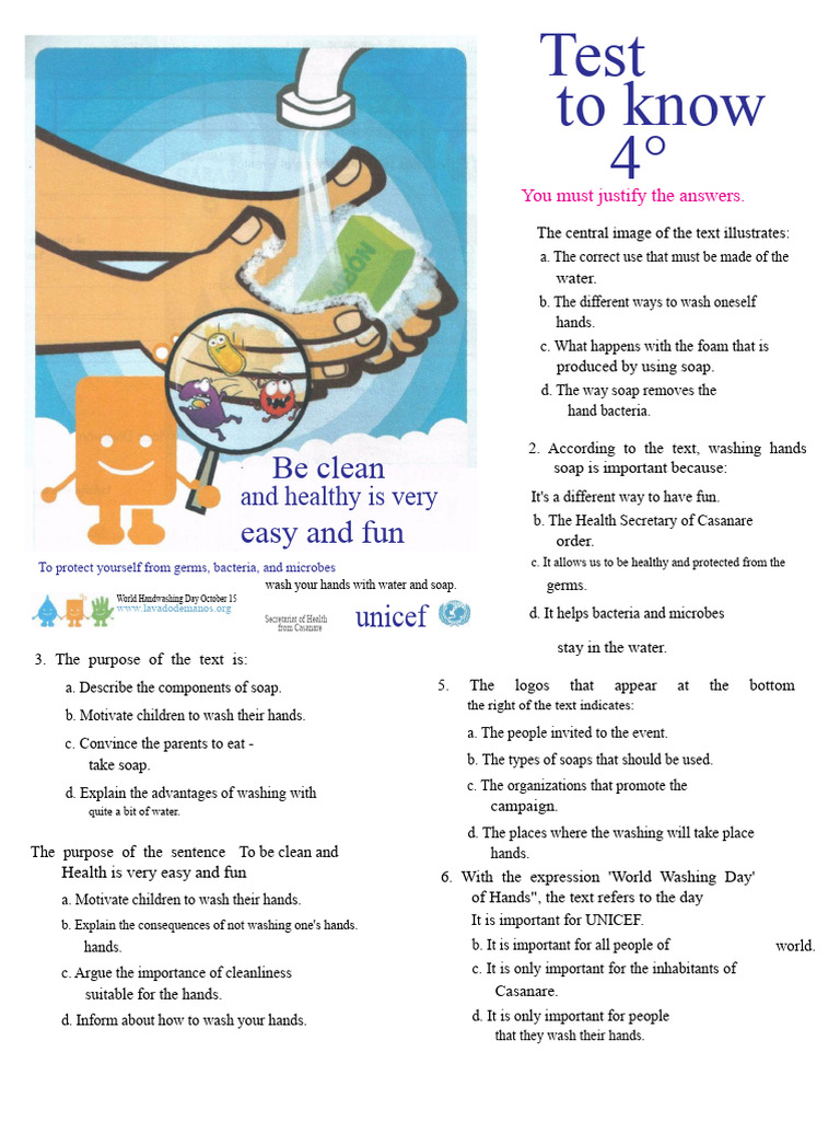 4° Discontinuous Text. Wash Your Hands. | PDF | Hand Washing | Hygiene