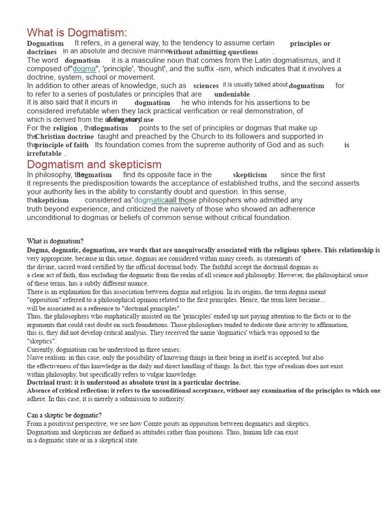 Understanding Dogmatism in Philosophy | PDF | Dogma | Skepticism