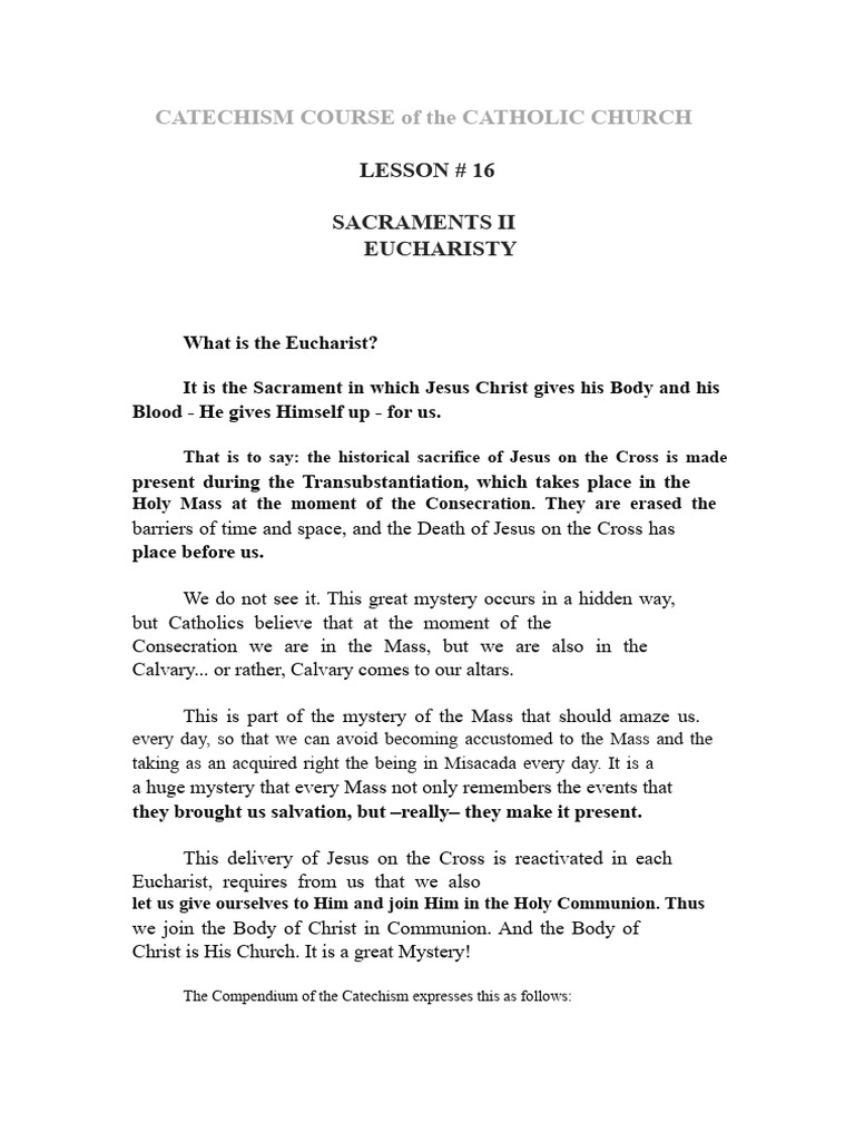 The Eucharist | PDF | Eucharist | Mass (Liturgy)