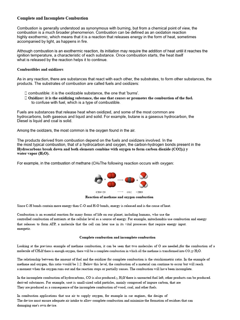 Complete and Incomplete Combustion | PDF | Combustion | Fuels
