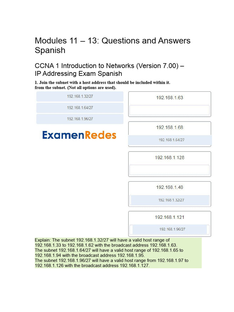 Modules 11 - 13 Questions and Answers | PDF | I Pv6 | Ip Address