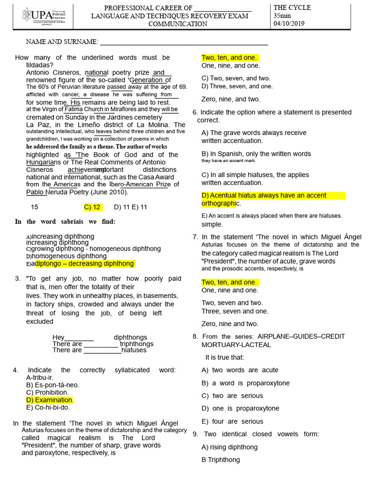 Exam 04 | PDF | Stress (Linguistics) | Human Voice