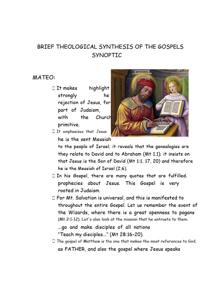 Theological Overview of the Gospels | PDF | Jesus | Gospel Of Matthew