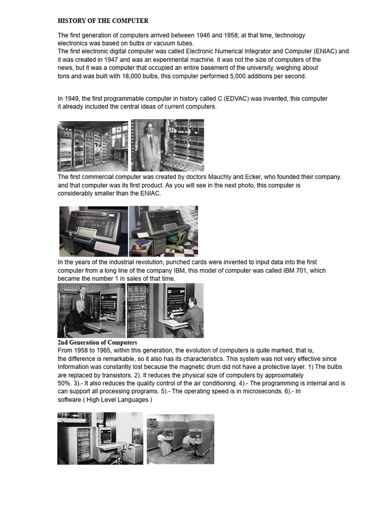 History of The Computer in Generations | PDF | Computing | Computer Engineering