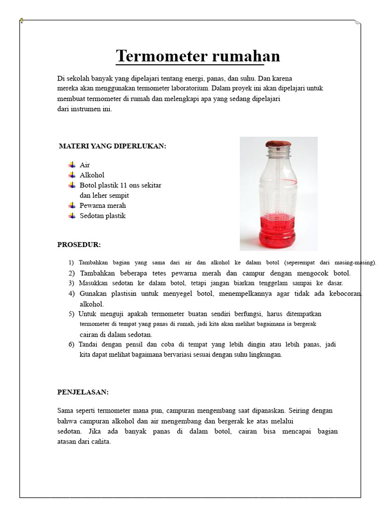 Membuat Termometer Buatan Sendiri | PDF