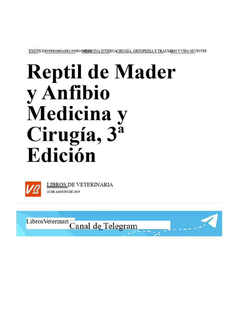 Medicina y Cirugía de Reptiles y Anfibios de Mader, 3 Edición ...
