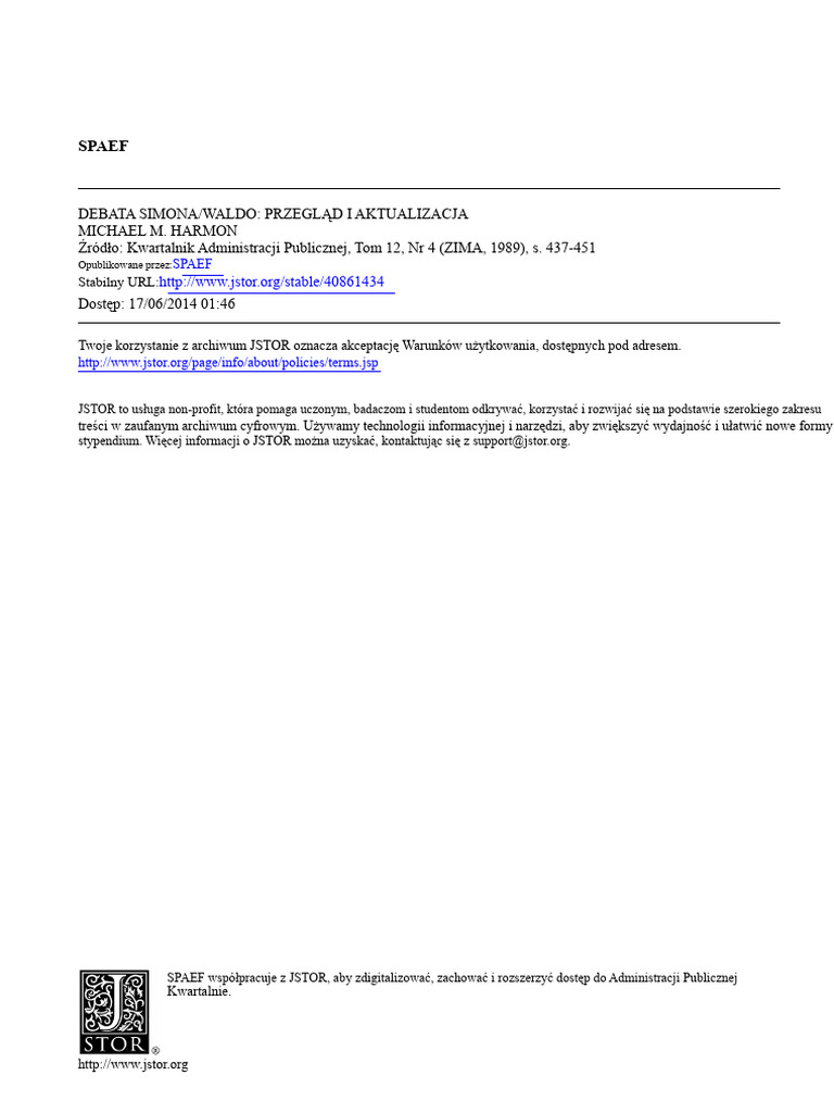 Debata Simona Waldo - Przegląd I Aktualizacja | PDF