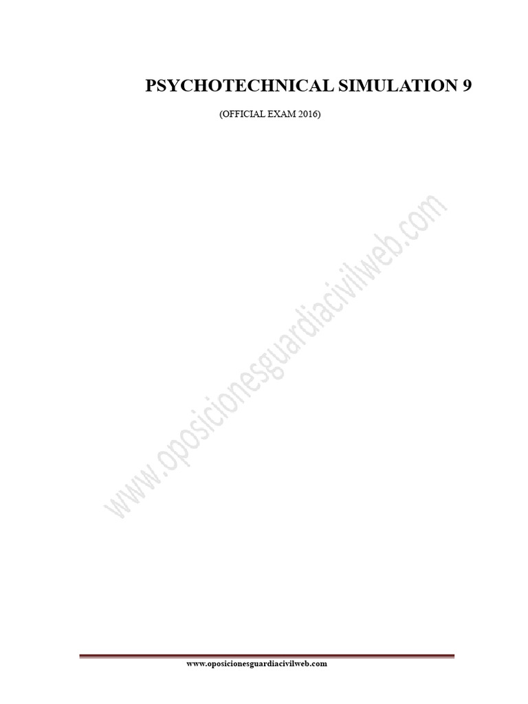 Simulacro Psychotechnical 9 Official Exam 2016 | PDF