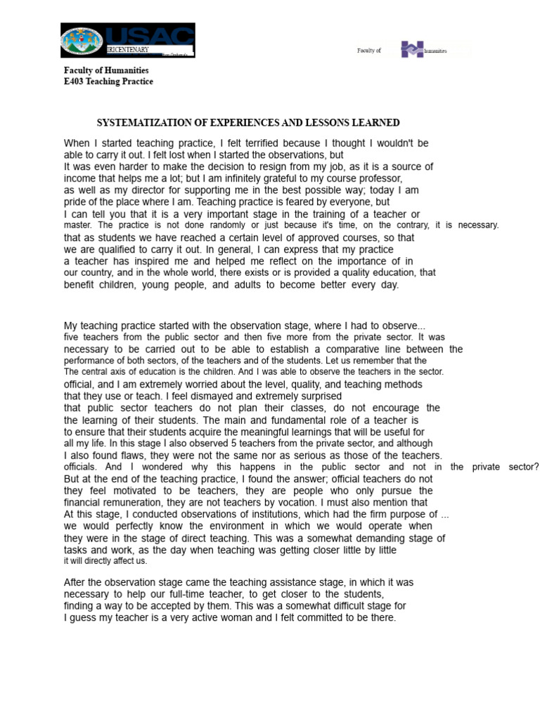 Justification of The Teaching Practice Course | PDF | Teachers | Knowledge