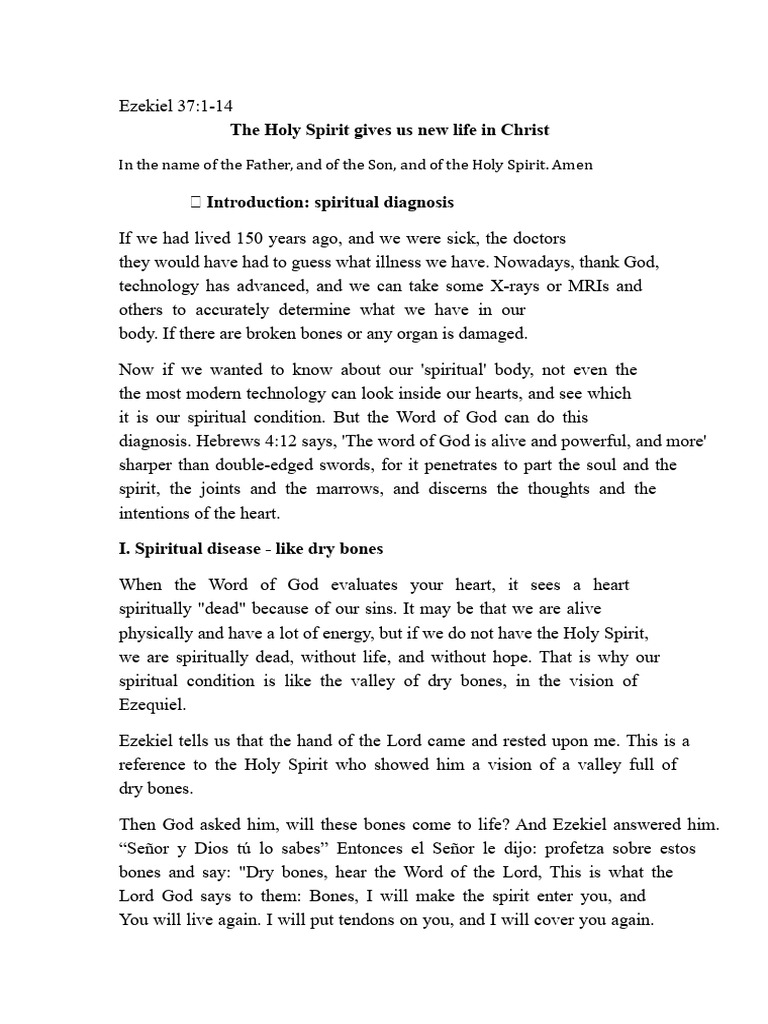 Ezekiel 37:1-14 (Pentecost) | PDF | Holy Spirit | Jesus