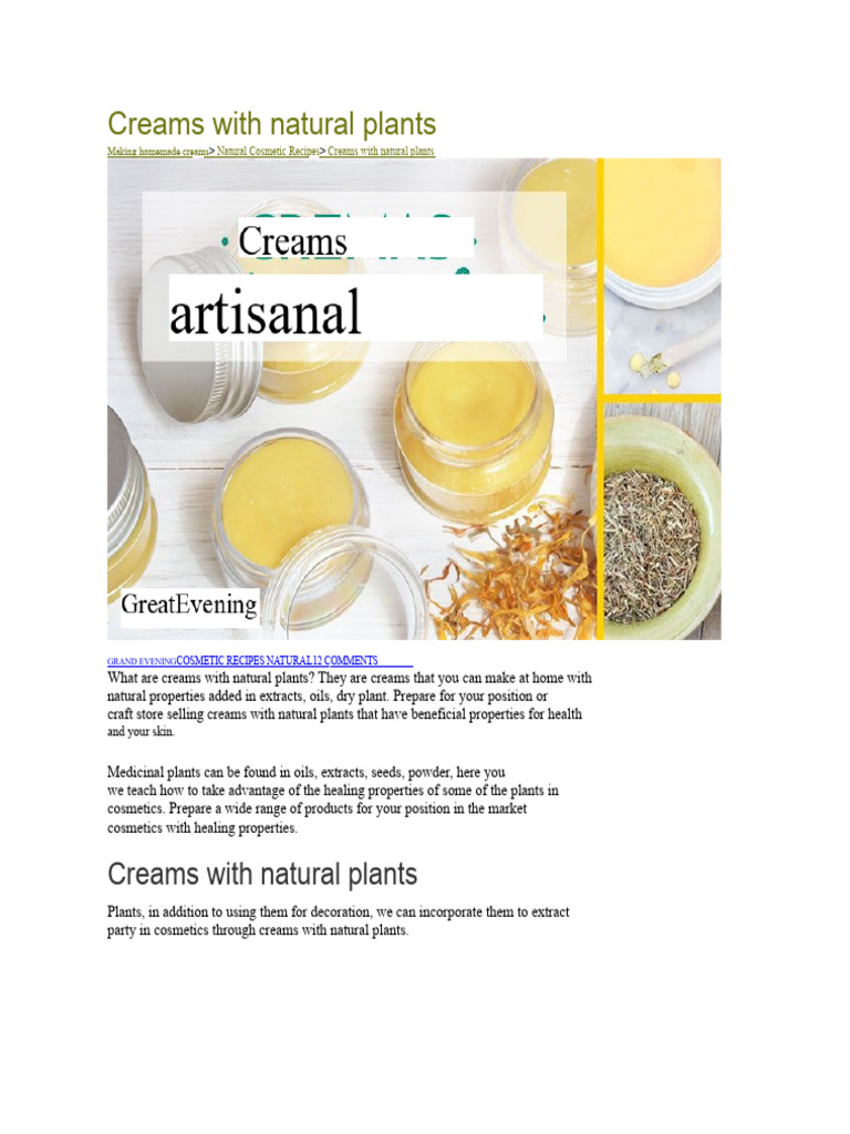 Creams With Natural Plants | PDF | Topical Medication | Cosmetics