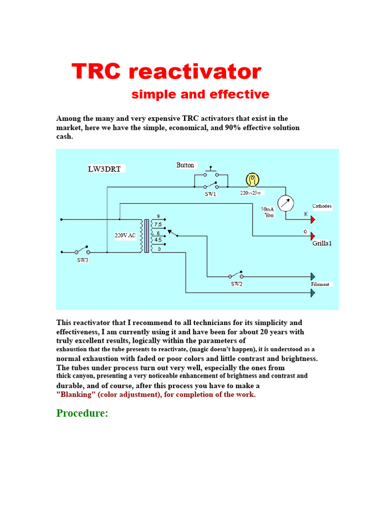 Simple and Effective TRC Reactivator | PDF | Vacuum Tube | Incandescent ...