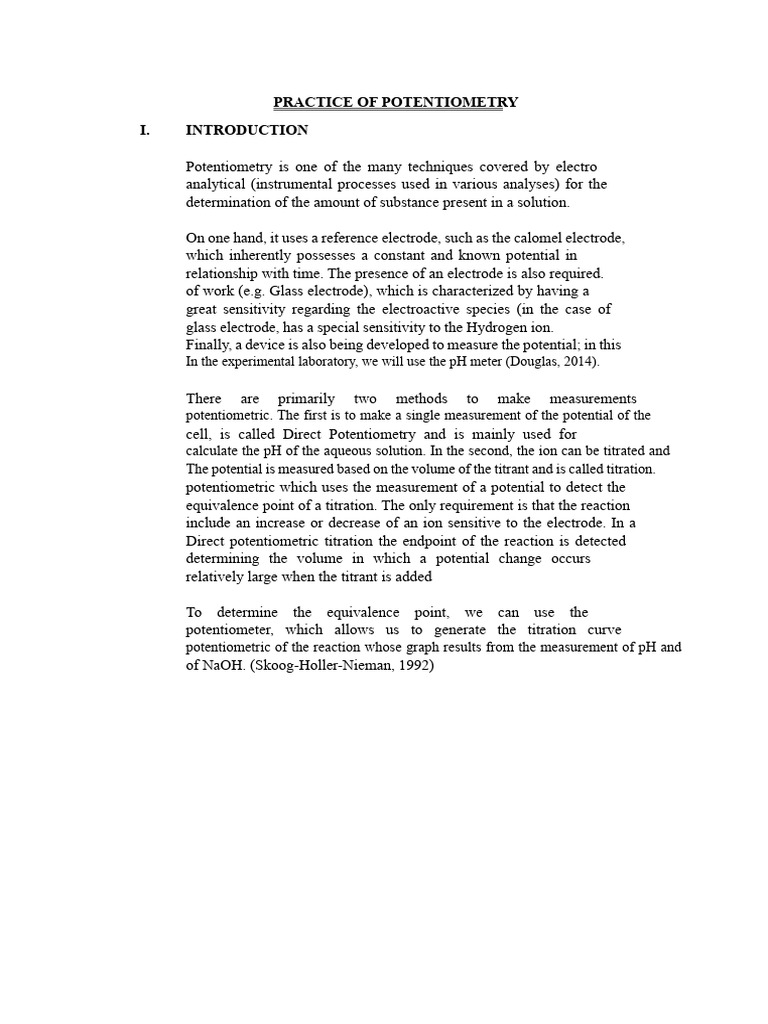 Potentiometry Practice | PDF | Titration | Chemistry