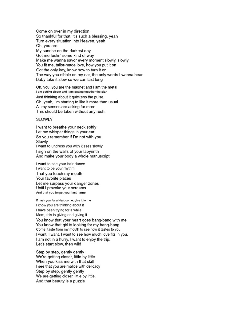 Slowly Lyrics | PDF