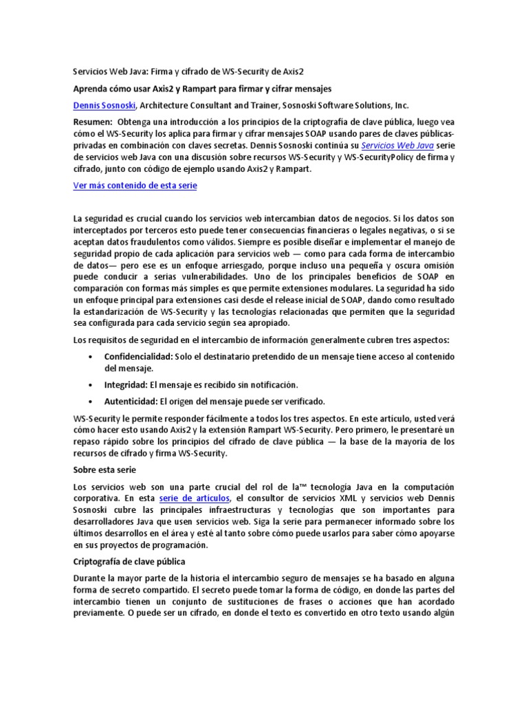 Aprenda Cómo Usar Axis2 y Rampart para Firmar y Cifrar Mensajes | PDF | Clave (criptografía ...