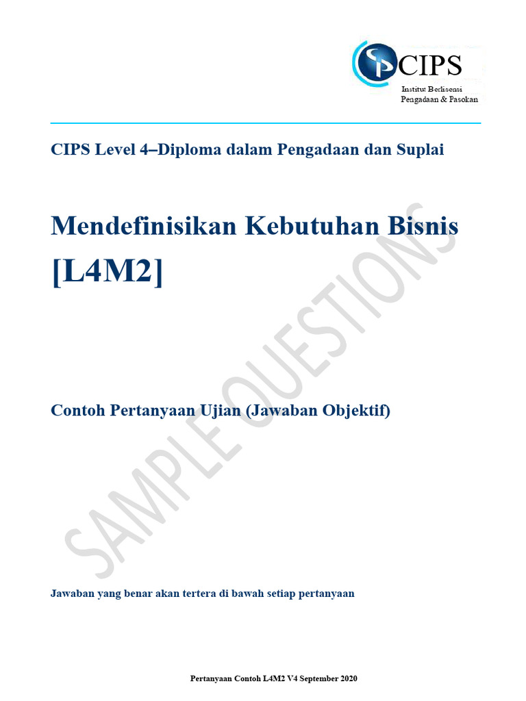Contoh Soal Ujian CIPS Level 4 L4M2 | PDF