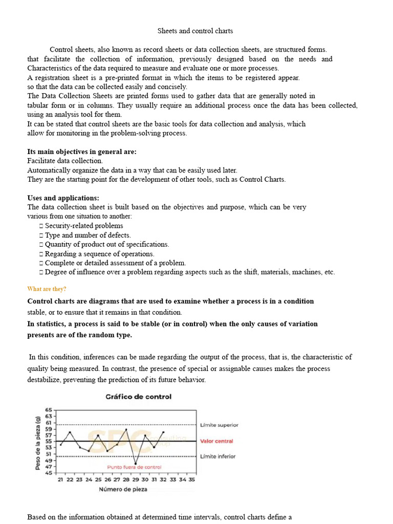 Control Charts and Sheets | PDF | Moving Average | Statistics