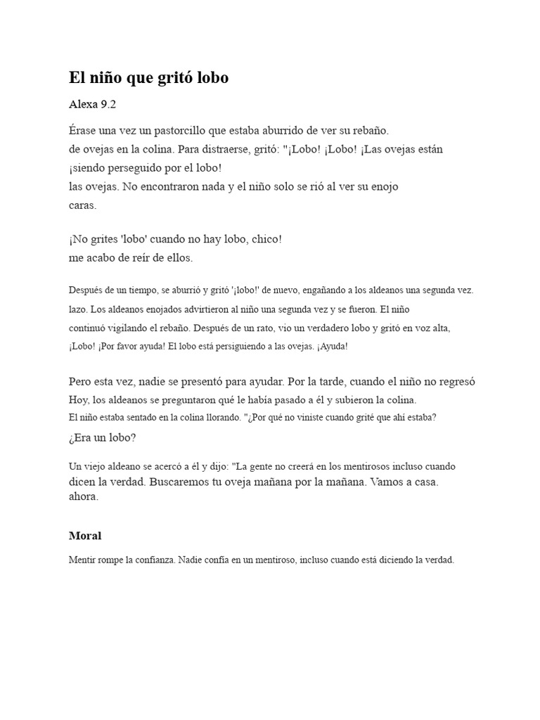 El Niño Que Gritó Lobo | PDF