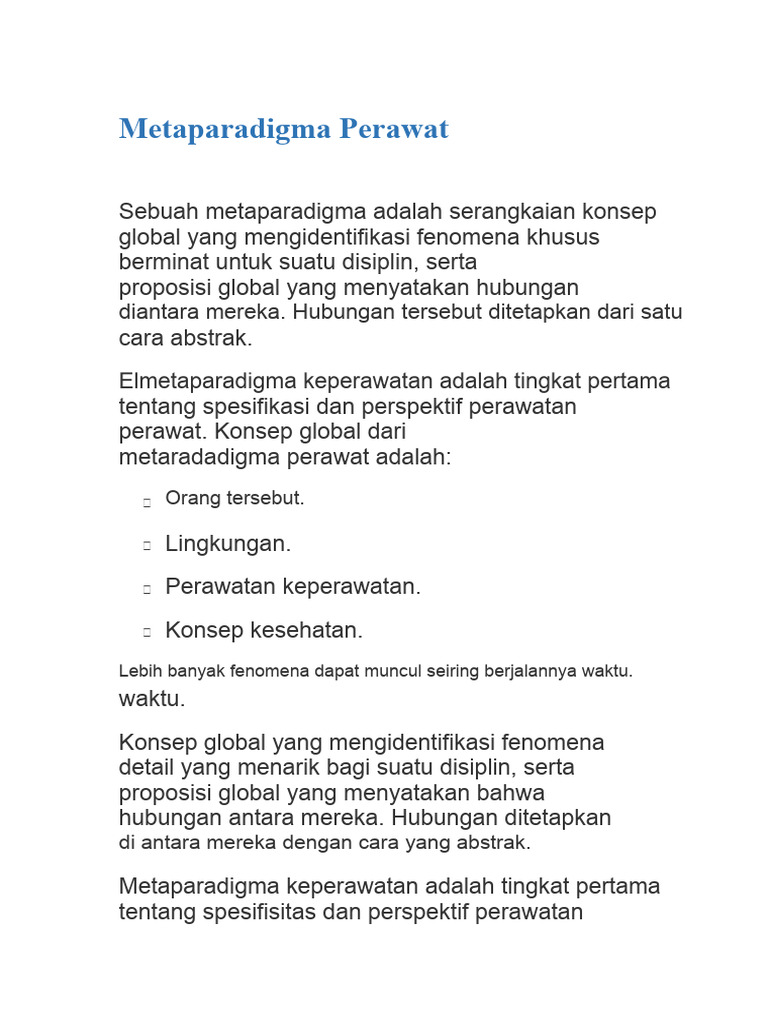 Metaparadigma Perawat | PDF