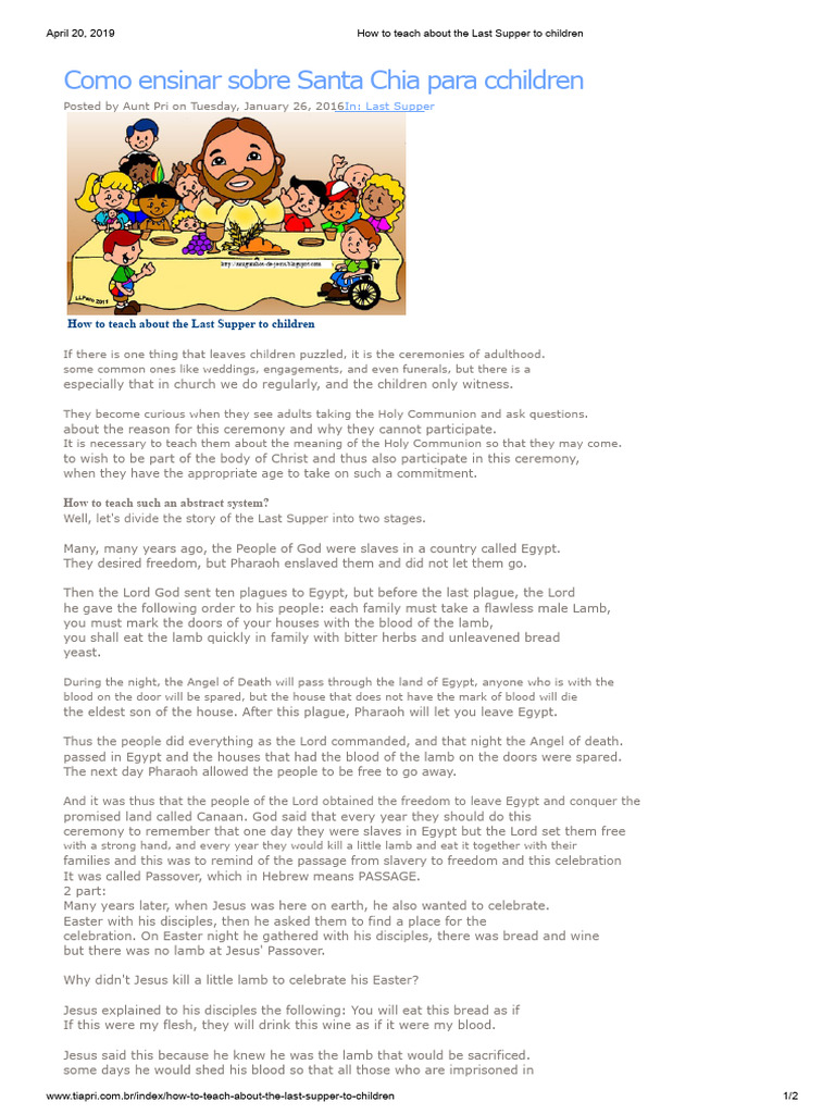 Teach Kids About the Last Supper | PDF | Passover | Eucharist