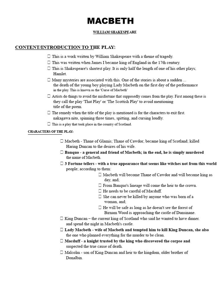 Macbeth | PDF | Macbeth | Shakespearean Tragedies