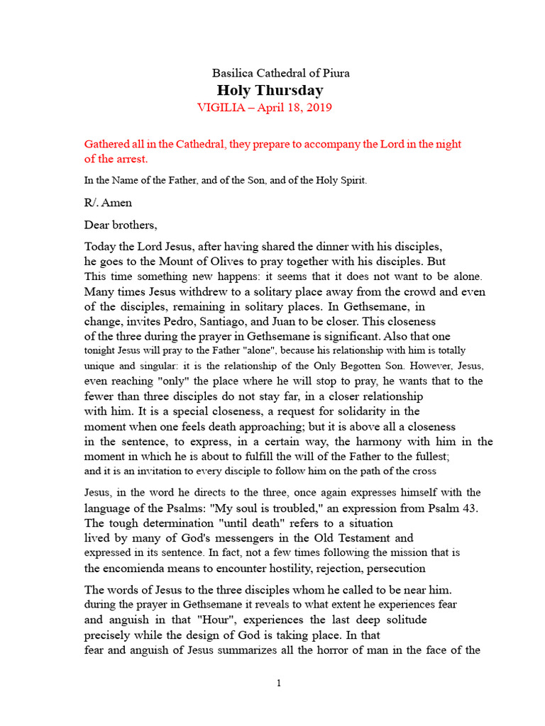 Maundy Thursday Vigil | PDF | Rosary | Prayer