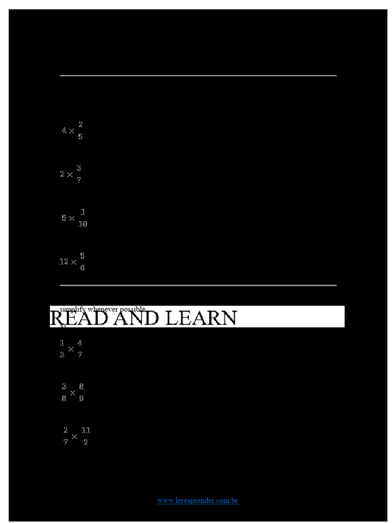 List of Exercises On MULTIPLICATION OF FRACTIONS | PDF