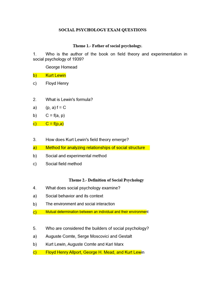 Social Psychology Exam Questions-1 | PDF | Social Psychology | Psychology