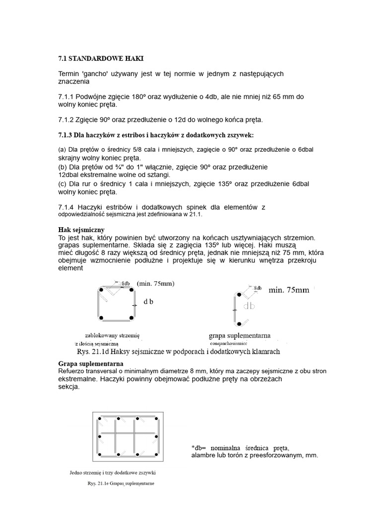 Standardowy Hak I Powłoki - Norma E-060 | PDF