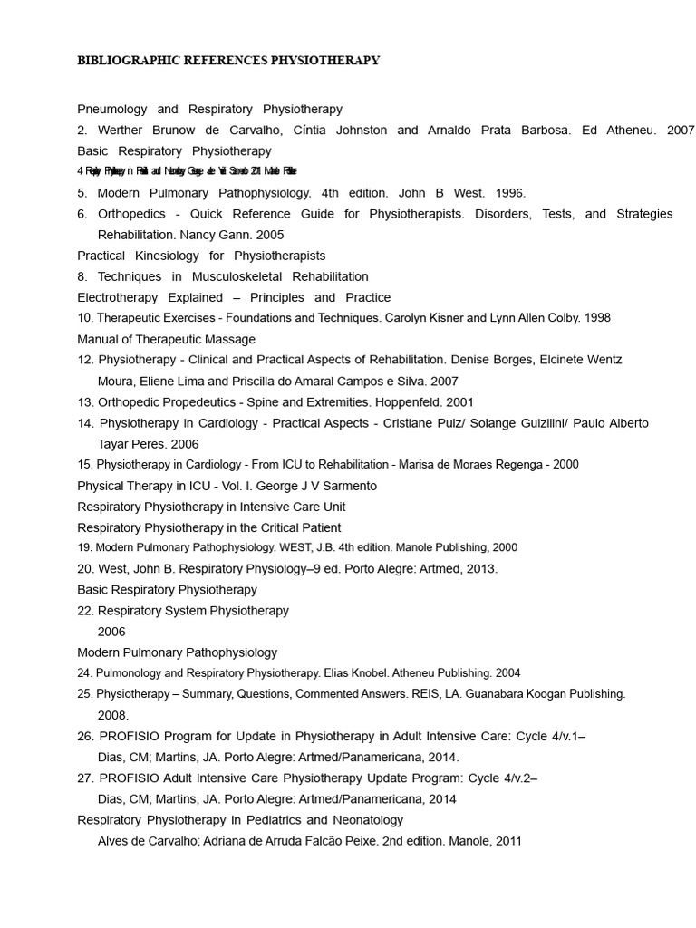 Comprehensive Guide to Physiotherapy References | PDF | Physical ...