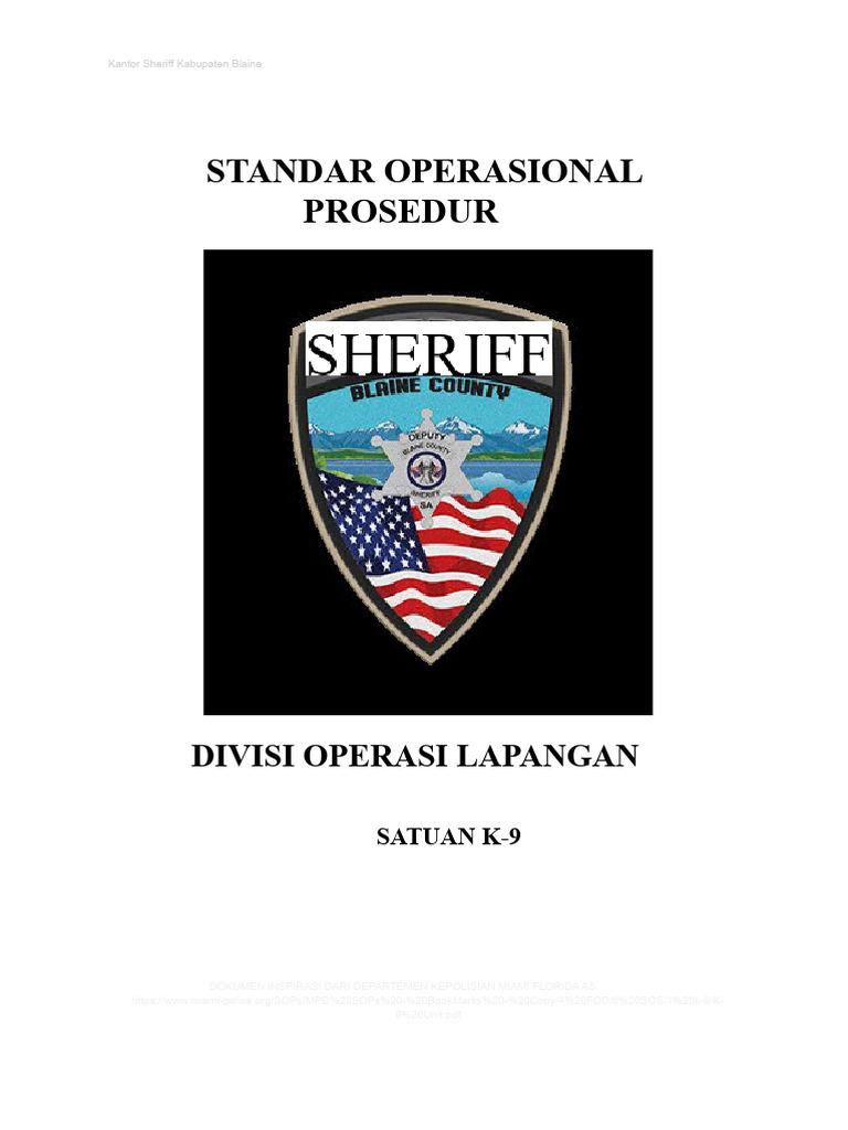 Prosedur Operasional Unit K9 BCSO | PDF