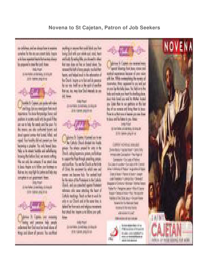 Novena To ST Cajetan | PDF