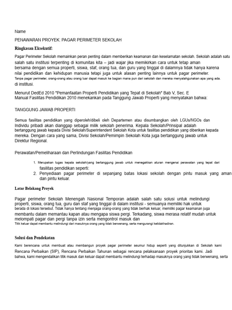 Pagar Perimeter Sekolah: Keamanan Utama | PDF