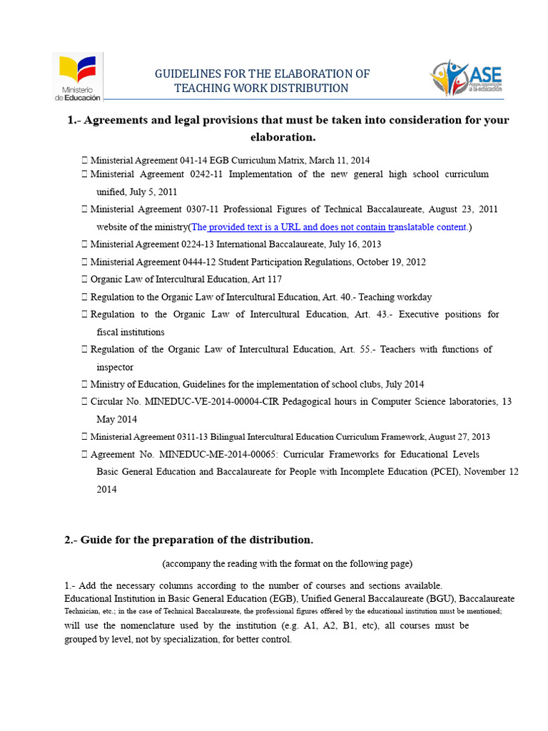 Guidelines For The Preparation of The Teaching Work Distribution | PDF ...