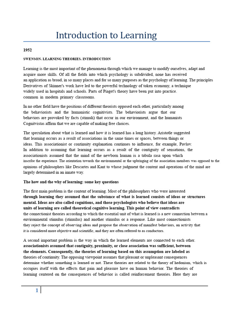 Overview of Learning Theories | PDF | Learning | Learning Theory ...