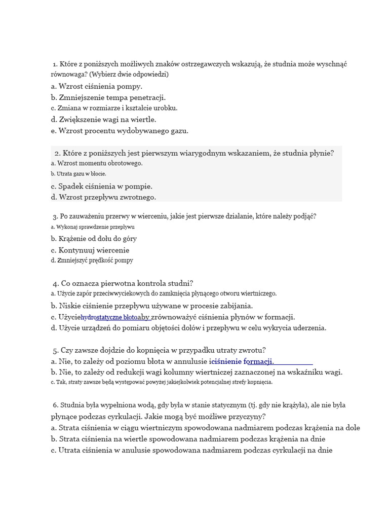 Przykładowe Pytania Testowe IWCF | PDF