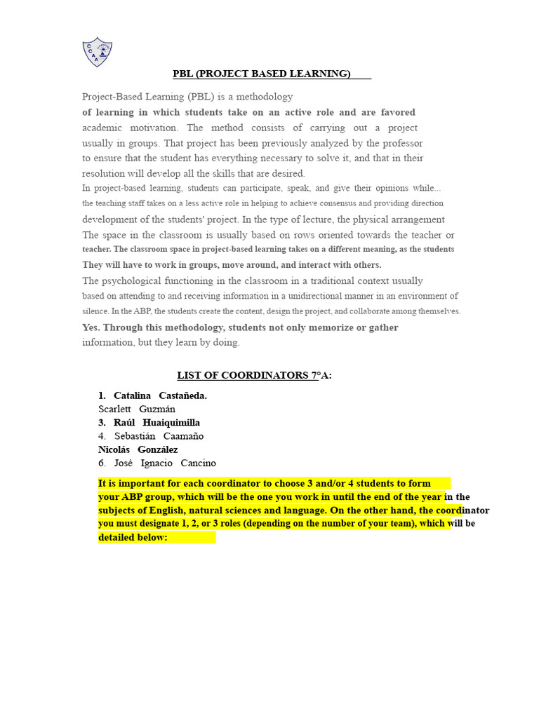 Abp Roles and Functions Students | PDF | Project Based Learning | Learning