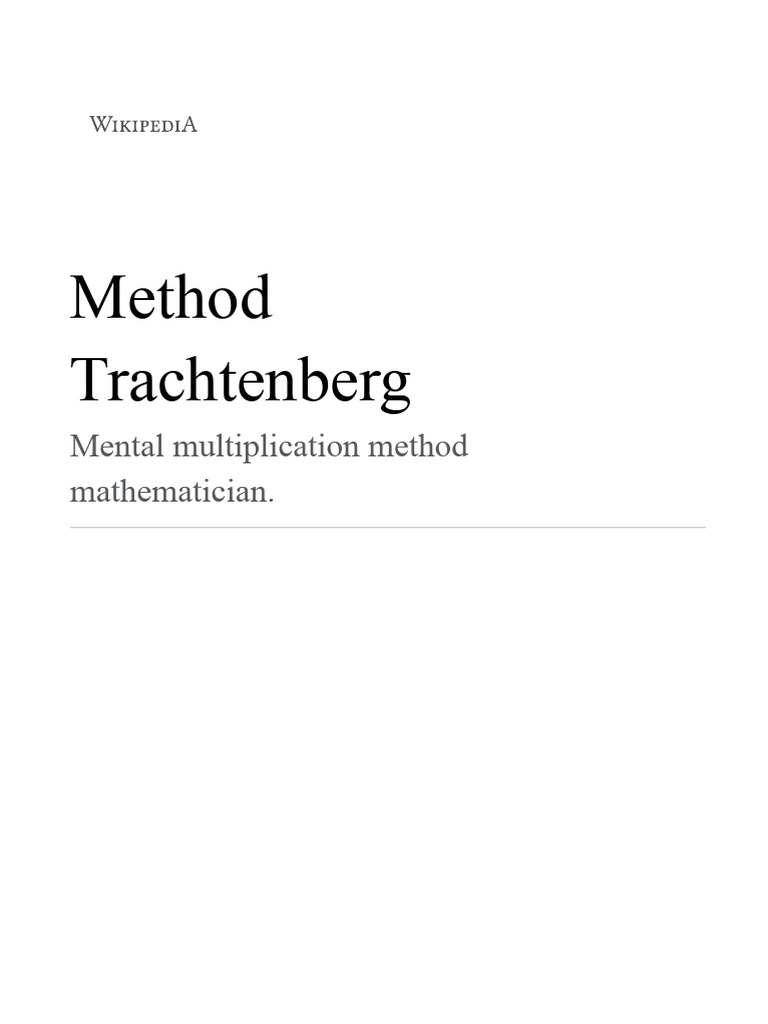 Trachtenberg Method - Wikipedia, The Free Encyclopedia | PDF ...