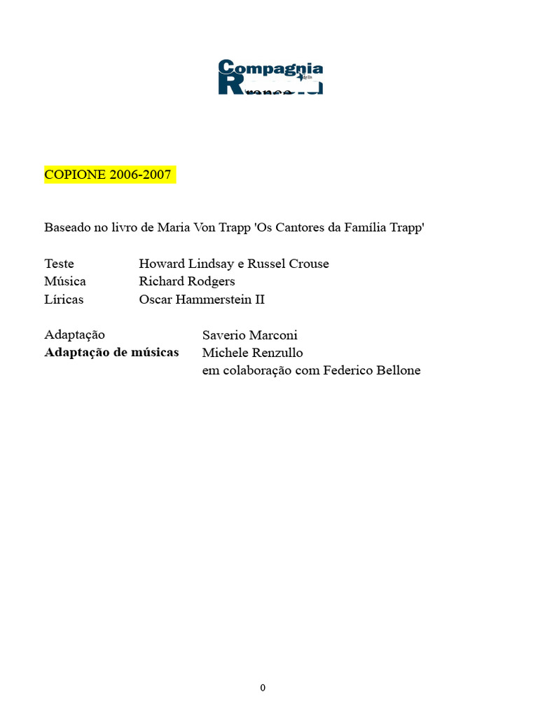 Todos Juntos Apaixonadamente - Roteiro Da Companhia Da Rancia | PDF ...