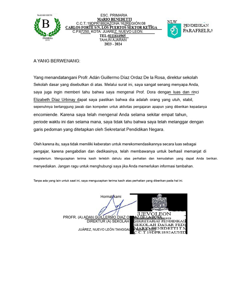Rekomendasi Pengajar Prof. Dora Díaz | PDF