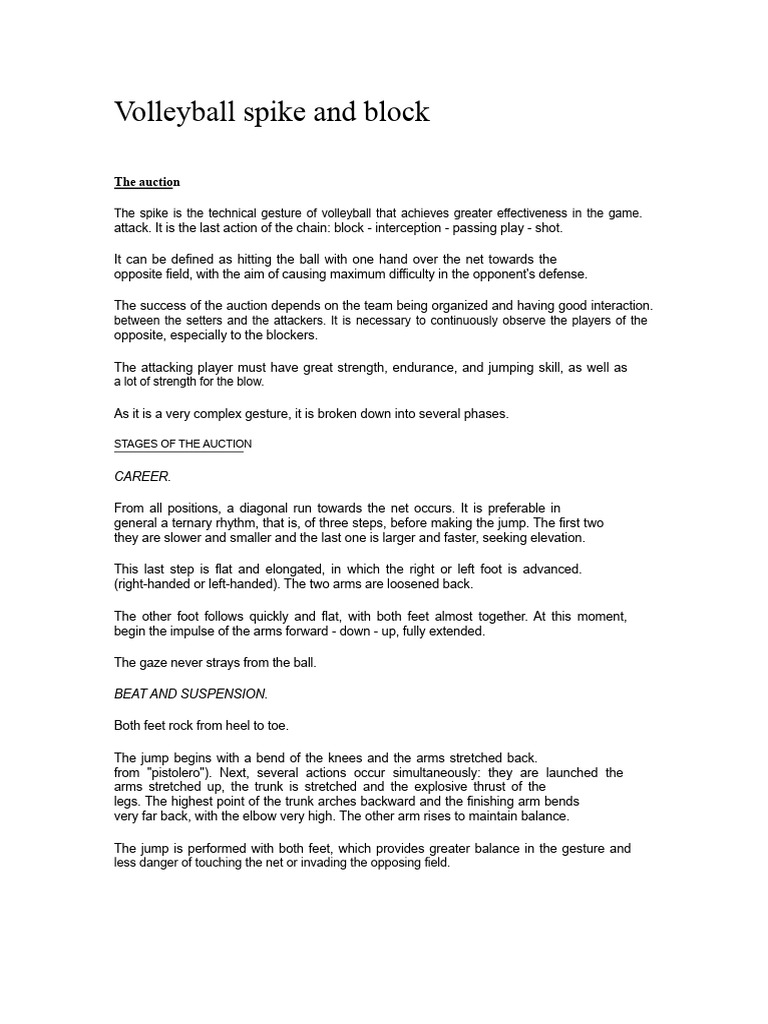 Spike and Block in Volleyball | PDF | Volleyball | Anatomical Terms Of ...