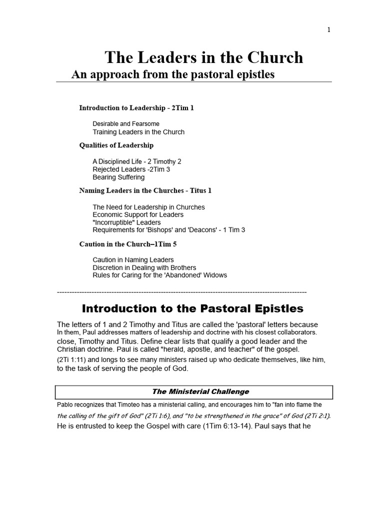 Leadership in Pastoral Care | PDF | Paul The Apostle | Elder (Christianity)