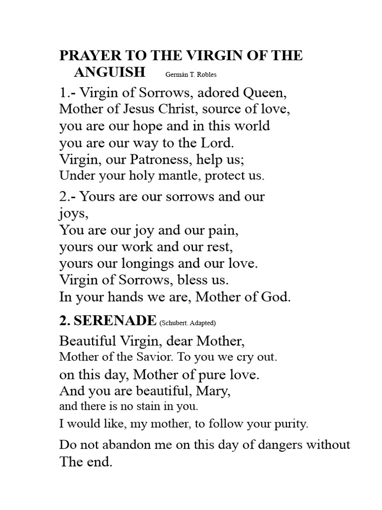 Prayer of The Virgin of Sorrows | PDF | Mary, Mother Of Jesus | Lord's Prayer